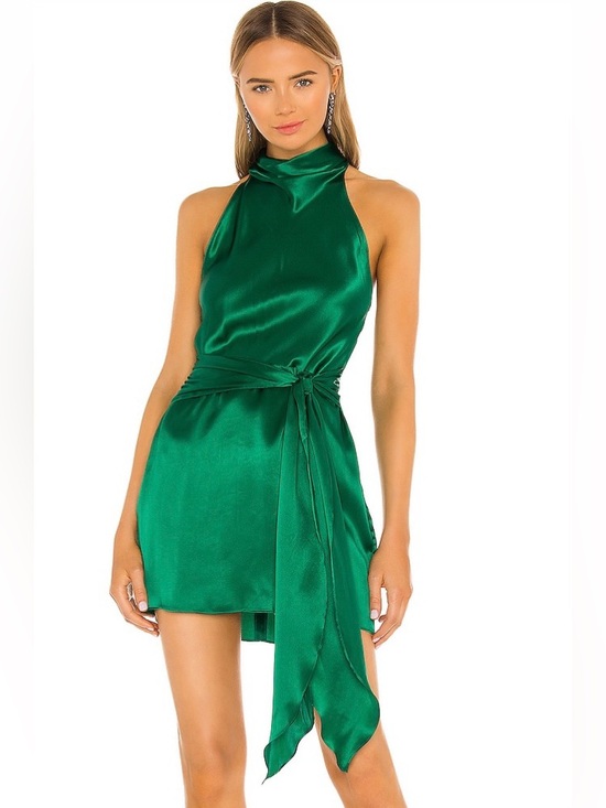 Amanda Uprichard | Dresses | Amanda Uprichard Dark Green Satin Halter ...